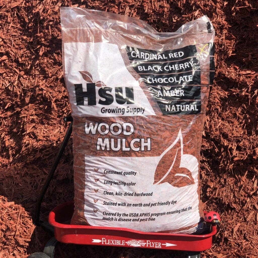 Hsu Wood Mulch - Cardinal Red | Hsu Growing Supply | Compost, Mulch ...